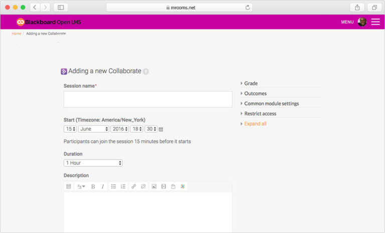 Open LMS - Blackboard Collaborate